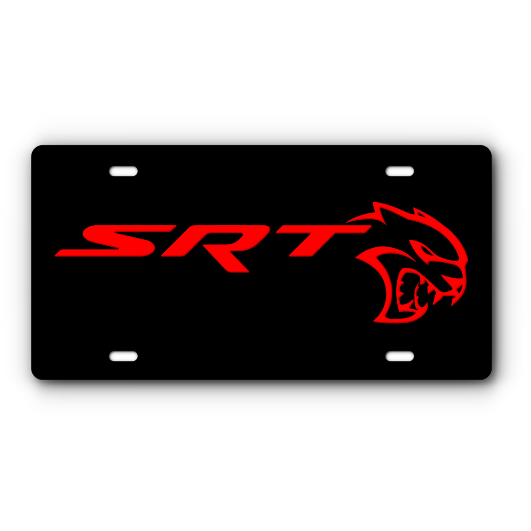 SRT Hellcat Vanity Aluminum License Plate - Black & Red – covermyplate