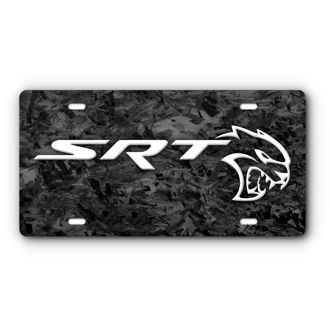 SRT Hellcat Vanity Aluminum License Plate - Simulated Forged + White ...